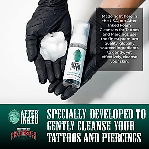 After Inked Tattoo & Piercing Aftercare Foam Cleanser - Quality Wash Soap Cleanser for Tattoos, Body Modifications and Piercings including Ear, Nose and Belly Button Foam Bottle, 1.7 oz