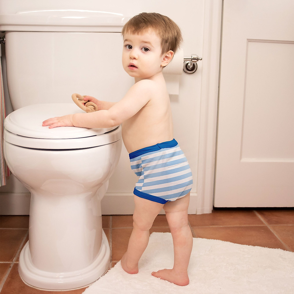 Reusable Absorbent Training Underwear-Light Blue Stripe-4T