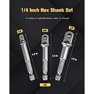 BOEN 38 Piece Set, Including 1/2" Drive Deep Impact Socket with Durable Case, 1/4", 3/8", 1/2" Size Impact Grade Socket Adapter Set with Bit Holder, 6 Point Design