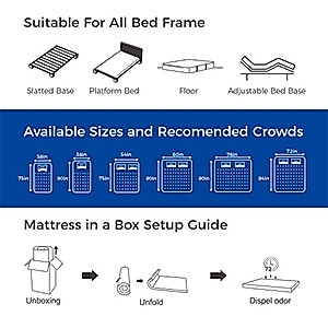 MLILY EGO Blue 8 Inch Twin Memory Foam Mattress, Bed in a Box, Green Tea and Cooling Gel Infused, CertiPUR-US Certified, Made in USA, Medium-Firm, 38”x75”x8”, White