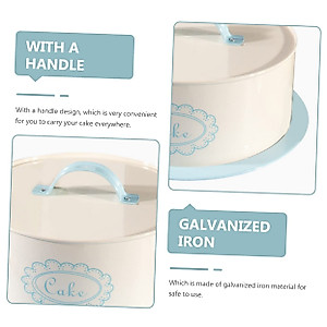FONDOTIN 1 Set Cake Box Cake Storage Container Cupcakes Holder Cake Carrier with Handle Dessert Display Cover Round Cake Stand Cake Storage Case Bell Shaped Food Galvanized Iron Bride