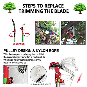 ELIXRION 7-27 Feet Pole Saws for Tree Trimming Manual Branch Pruner Cutter Kits, Manual Pole Saw Cut Branch Garden Tool Tree Pruner Extendable Hand Saw Tree Trimmer Long Handle Pruner with Storage Bag