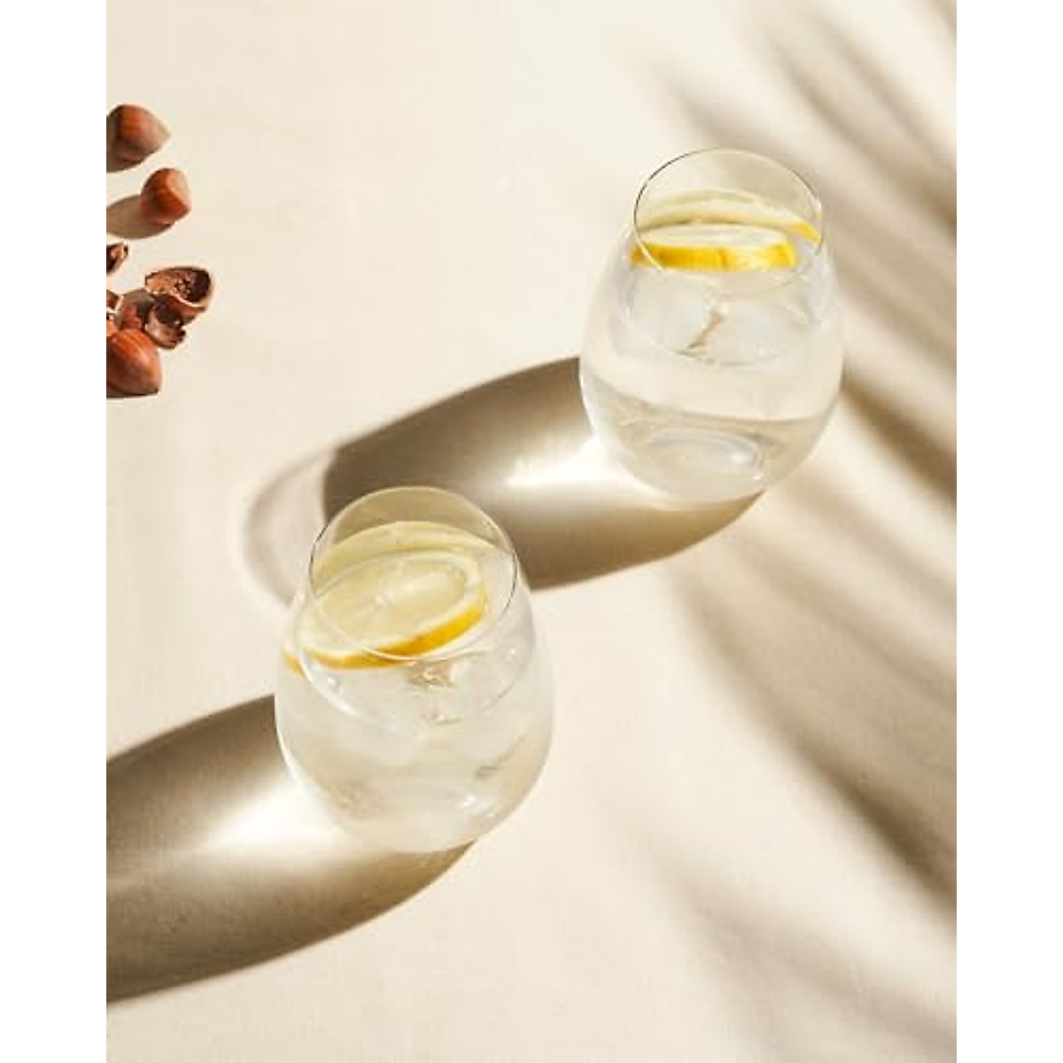 ANDERS & WHITE - 'Hosking' Stemless Wine Glasses. Lead and Toxin Free European Crystal. 4x 15.6 Ounces (460ml) Glasses. Universal Red and White Wine Glasses. Ideal Water Tumbler.