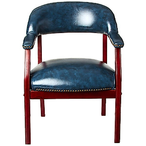 Boss Office Products Ivy Leauge Vinyl Executive Catain's Chair in Blue