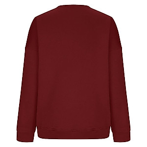 womens hoodie Women Oversized Sweatshirts Casual Crewneck Y2K Pullover Tops Long Sleeve Solid Loose Fit No Hood Baggy Hoodies Wine XX-Large