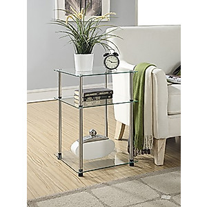 Convenience Concepts Designs2Go Classic Glass 3 Tier End Table, Glass