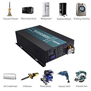 WZRELB Pure Sine Wave 5000W (10000W Surge) 24V Power Inverter DC to AC Power - Solar, RV, RBP-S500024