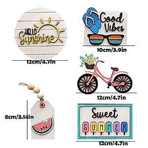 Summer Tier Tray Decor Summer Decor Summer Time Hello Summer Hierarchical Tray Decorative Set Summer Chevron Board Logo Rural Farmhouse Decorative Decorations Signs