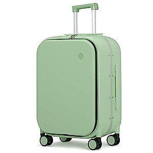 Luggage Suitcase with Spinner Wheels, 24'' Checked Travel Luggage Aluminum Frame PC Hardside with TSA Lock & Cover - Avocado Green