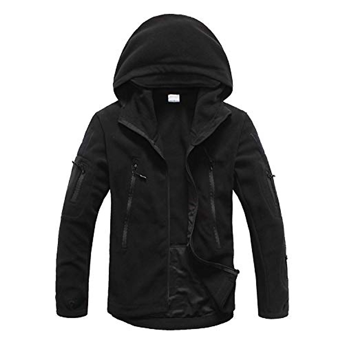 MAGCOMSEN Hoodies for Men Fleece Lined Tactical Jackets Mens Fleece Jackets Work Jacket Snow Jacket Outdoor Black L