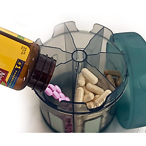 Extra Large Supplement Organizer with XL 7 Large Compartments, TPU Soft Lid Easy to Load and to Use Pill Dispenser, 1 Month Jumbo Vitamin Holder Medicine Storage