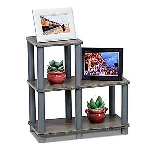 Furinno Turn-N-Tube Accent Decorative Shelf, French Oak/Grey