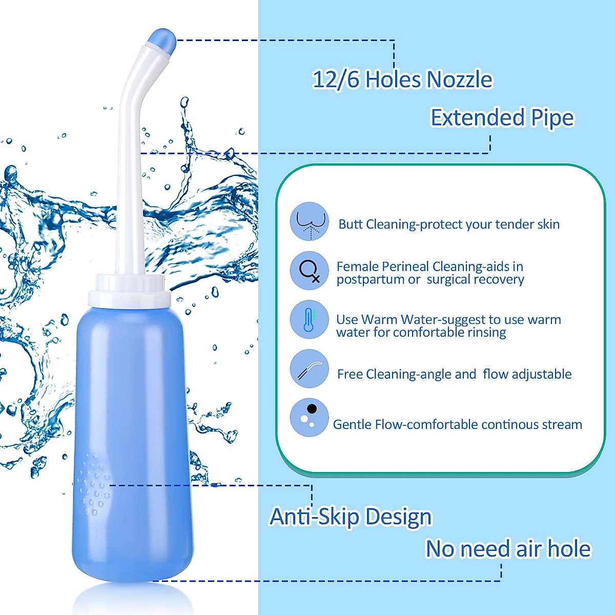 3 Pcs Extended Reach Comfort Kit Portable Bidet Body Brush and Toilet Aids for Wiping Set, Elderly Assistance Butt Cleaner Shower Brush Travel Bidet for Pregnant Physically Challenged Bath Tools