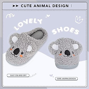FUNCOO PLUS Boys Girls House Slippers Kids Warm Home Shoes Toddler Fuzzy Wool-Like House Shoes Indoor Outdoor Slippers