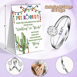 Fiesta Bridal Shower Theme Decorations,Put A Ring On It Game,Don't Say Bride Games,Bridal Shower Games,Wedding Shower,Engagement Party Games(1 Sign And 50 Plastic Diamond Rings)-6