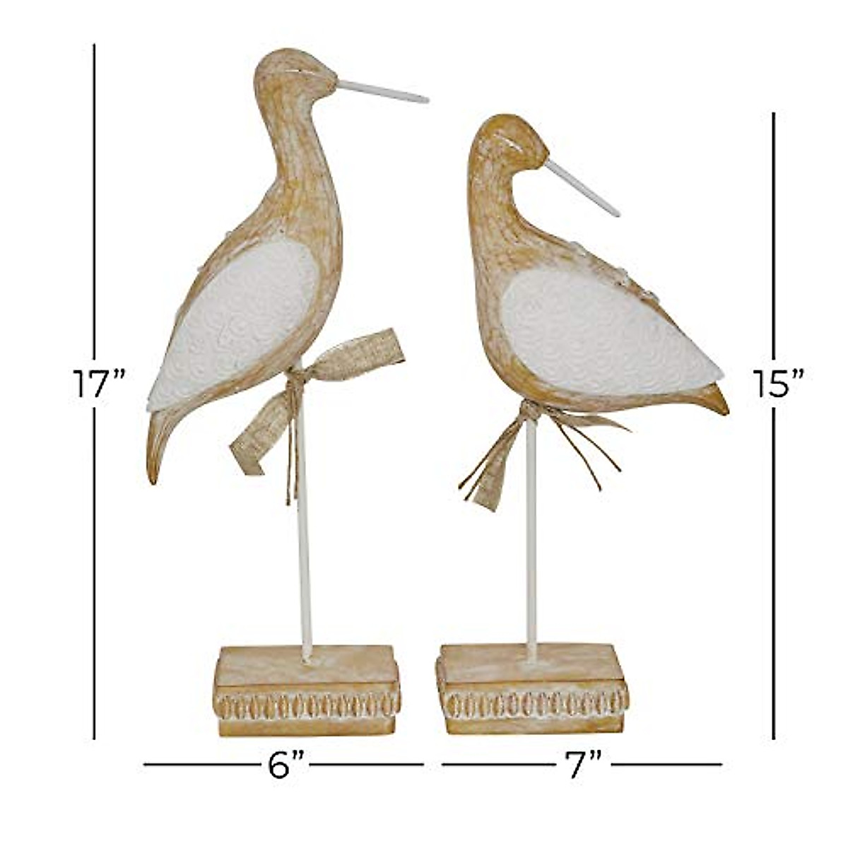 Deco 79 Set of 2 Brown Resin Coastal Bird Sculpture 9 x 6 Inches