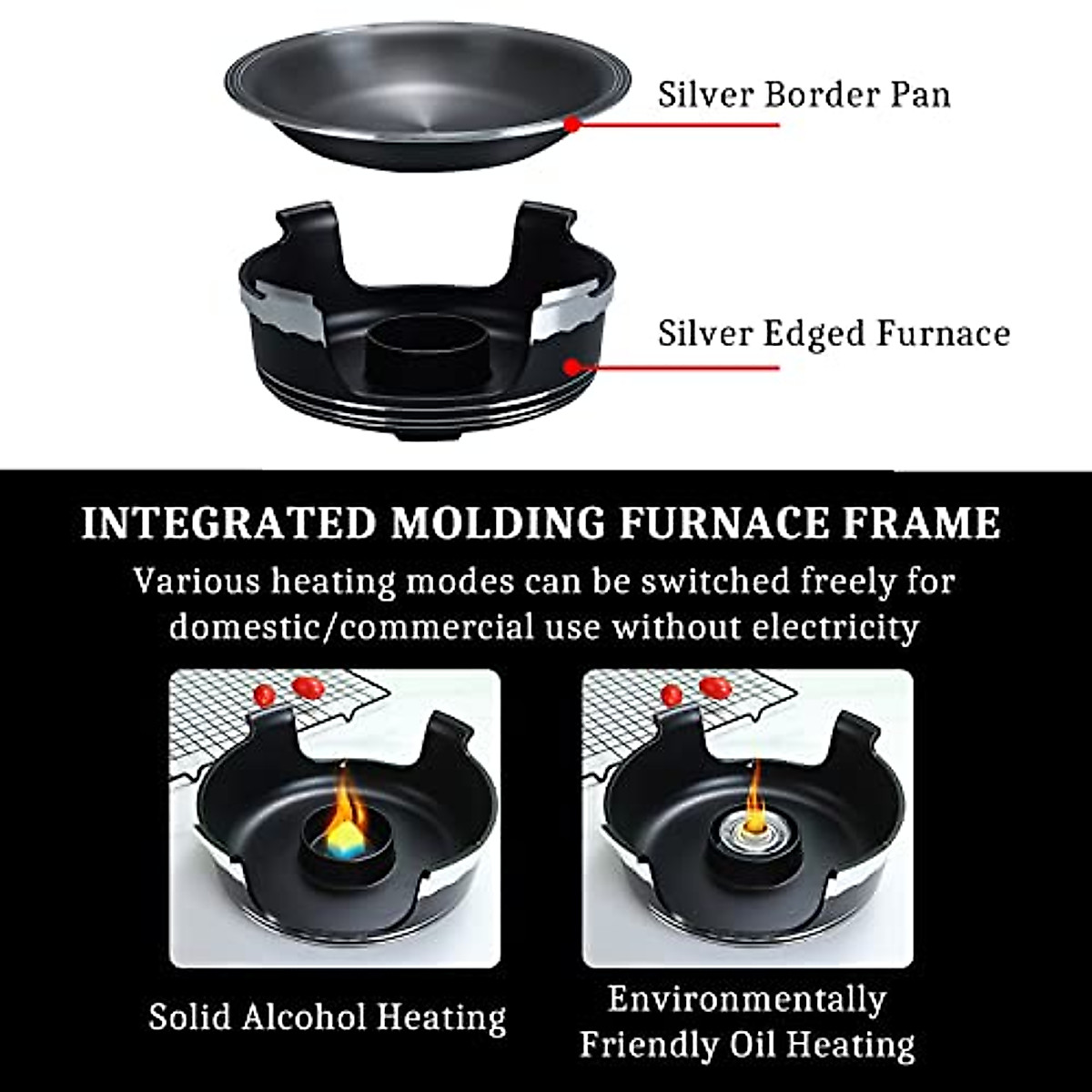 Chafing Dish Party Buffet Aluminum Alloy Non Stick Pan, Household Food Warmers Servers Tray with Fuel Holders, for Meat Vegetable Seafood Lobster Fish Head Bullfrog Pot,23cm