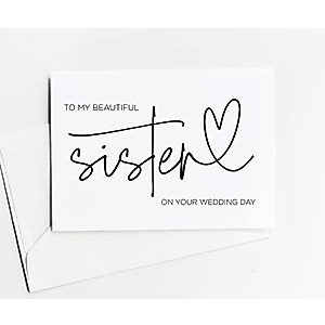 To My Sister on Your Wedding Day Card, Gift for Bride from Brother and Sister, 1 x Card and Matching Envelope