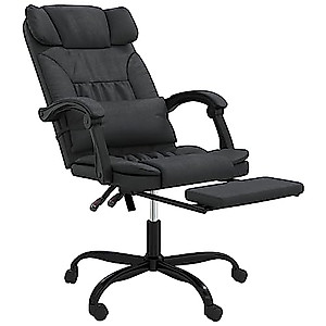 Reclining Office Chair,Rolling Chair,Swivel Chairs,Ergonomic Office Chair,Executive Chair,for Your Living Room,Bedroom,Office,Study,Makeup Vanity, Black Faux Leather