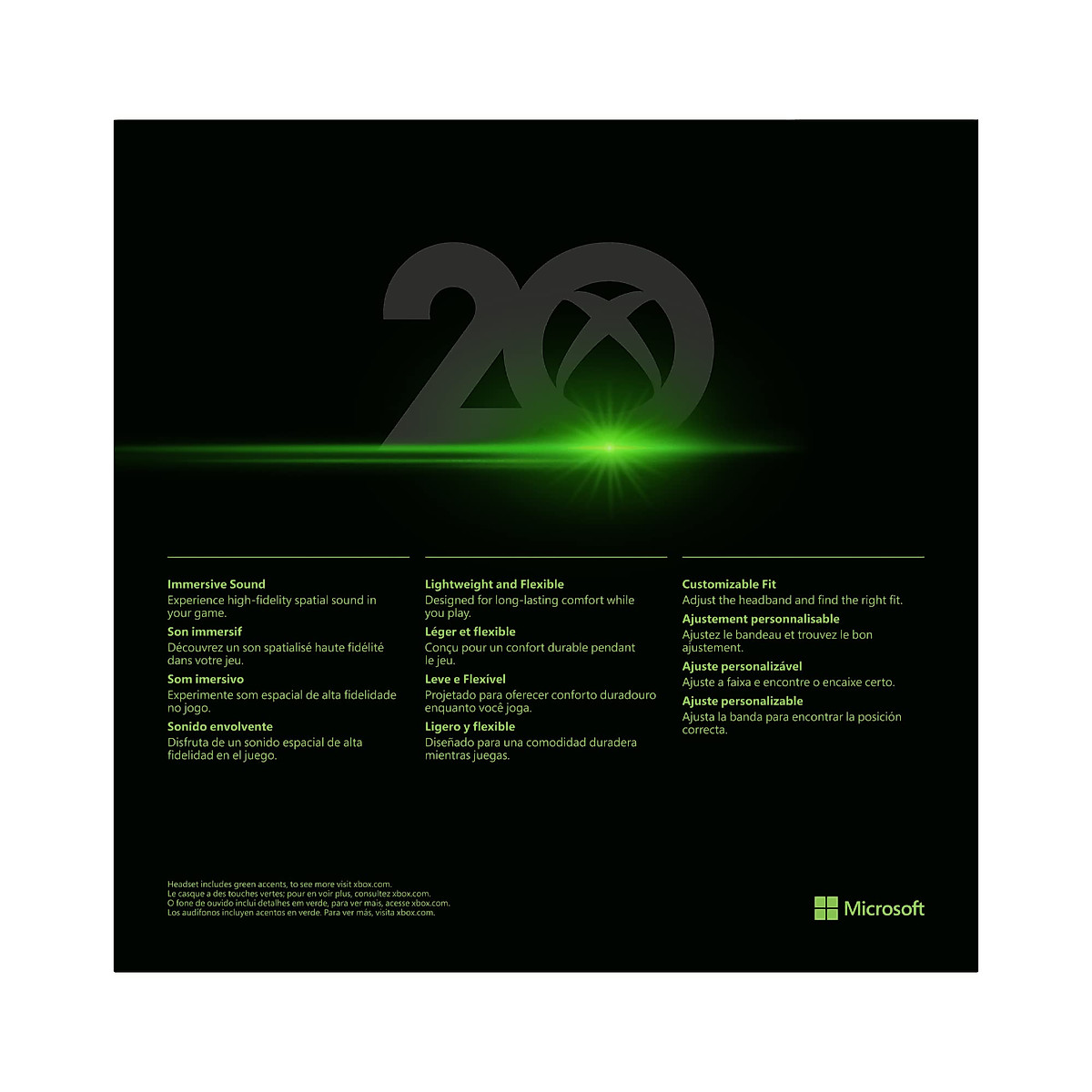 Xbox Stereo Headset 20th Anniversary Special Edition - For Xbox Series X/S, Xbox One, & Window 10 PCs - Ultra-Soft, large earcups - Supports Windows Sonic spatial sound - Flexible, lightweight des