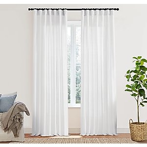 XTMYI White Linen Sheer Curtains 108 Inches Long Back Hidden Tab Tape Hooks Privacy Not See Through Simple Modern Curtains for Living Room 2 Panels Set