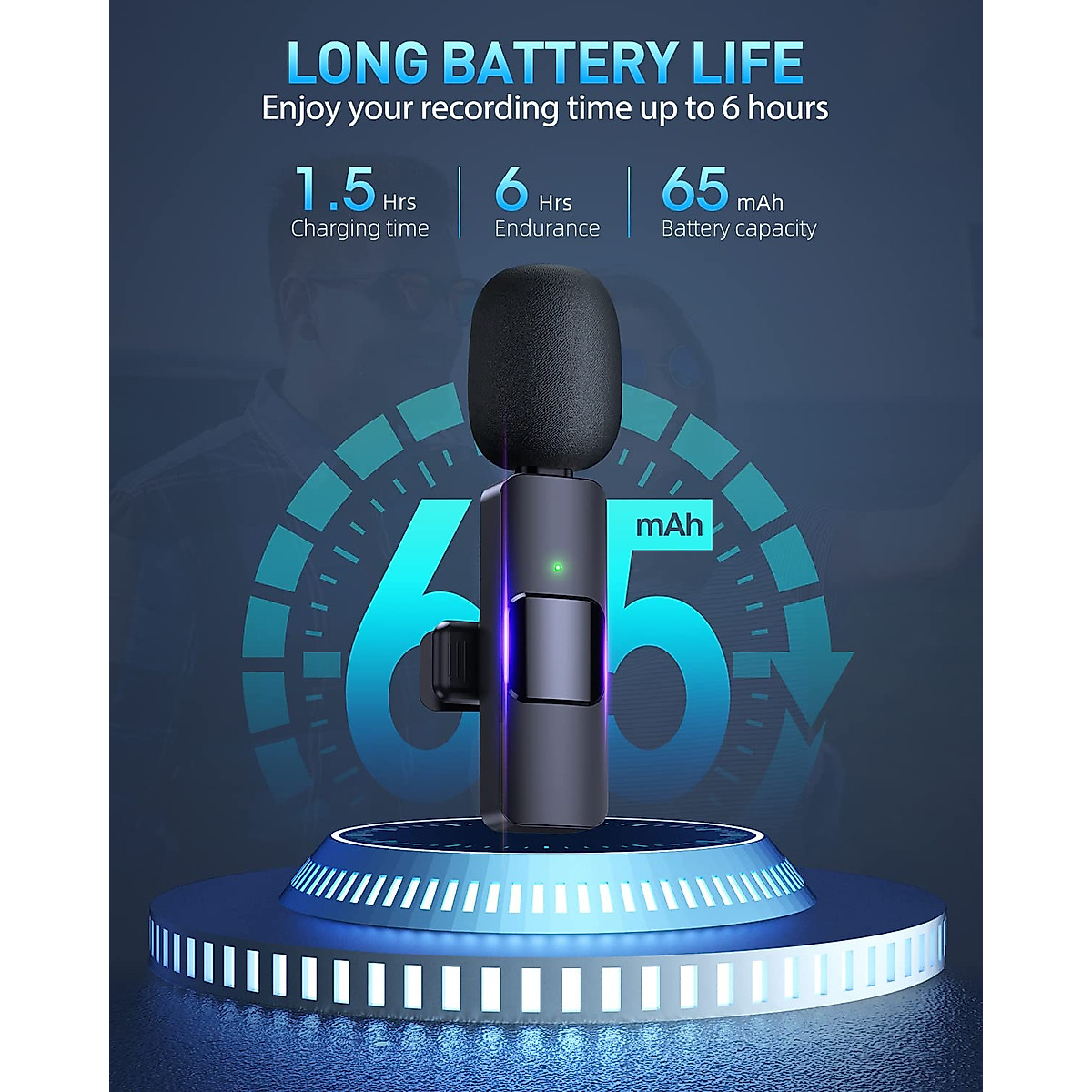 PQRQP Wireless Microphone for iPhone iPad, Mini Microphone, Wireless Lavalier Microphone, Wireless Microphones, Plug-Play Microphone for iPhone Video Recording, Live Stream, YouTube, TikTok