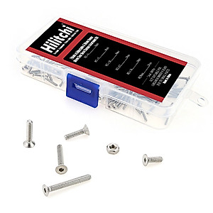 Hilitchi 210-Piece Metric M2 Hex Socket Flat Head Countersunk Bolts Screw Nut Assortment Kit - 304 Stainless Steel