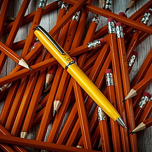 ZenZoi Yellow Mechanical Pencil w/Schmidt 0.5 mm Twist Lead System. Elegant Full Metal Pencil for Sketching, Drawing, Drafting, Writing & Note Taking. Luxury Gift Box for Men or Women