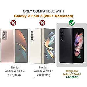 FONREST Rugged Case Armor for Samsung-Galaxy-Z-Fold-3 w/Built-in [Kickstand] [S Pen Holder] [Screen Protector] [Hinge Protection], Heavy Duty Shockproof Protective Cover NOT FIT Z Fold4/2 (Orange)