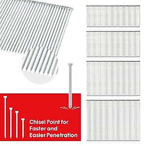 SHALL 16 Gauge Finish Nails, 2000-Count (1-1/4, 1-1/2, 2, 2-1/2 Inch) 16GA Galvanized Finishing Nails Assorted, Nail Gun Nails & Small Finishing Nails Assortment for Pneumatic, Electric Finish Nailer