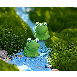 Exasinine 20 Pcs Resin Mini Frogs Green Frog Miniature Figurines Fairy Garden Miniature Moss Landscape DIY Terrarium Crafts Ornament Accessories for Home Décor