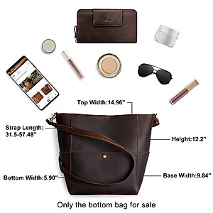 S-ZONE Women Genuine Leather Bucket Bag Hobo Shoulder Handbag Crossbody Purses Vintage Tote Pocketbooks
