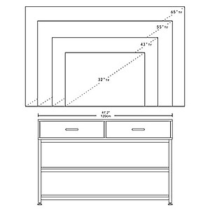 IRONCK TV Stand for 55 Inch TV with Drawers, Entertainment Center TV Stand Console Table for Living Room, 47 Inches Wood TV Console Storage Cabinet, Vintage Brown