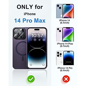 Facbiny for iPhone 14 Pro Max Case with Stand, Compatible with MagSafe, Full Camera Cover Protection with 9H HD Tempered Glass, Military-Grade Protection, Magnetic Kickstand Phone Case, Purple