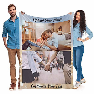 D-Story Personalized Blanket with Photo Text Custom Throw Blanket for Girlfriend Personalized Couples Gifts Best Birthday Gift Suitable for Rest Camping 2 Photos Collage 5 Size(30"x40")