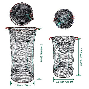 Nswdhy Fishing Bait Trap,2 Packs Crab Trap Minnow Trap Crawfish Trap Lobster Shrimp Collapsible Cast Net Fishing Nets Portable Folded Fishing Accessories