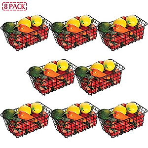 XINFULL 8 Pack Wire Storage Baskets Household Metal Wall-Mounted Containers Organizer Bins for Kitchen Bathroom Freezer Pantry Closet Laundry Room Cabinets Garage Shelf, Medium