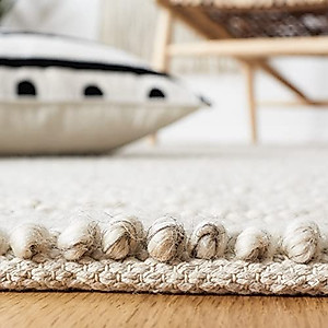 SAFAVIEH Natura Collection 6' Square Grey/Ivory NAT425F Handmade Premium New Zealand Wool Living Room Dining Bedroom Area Rug