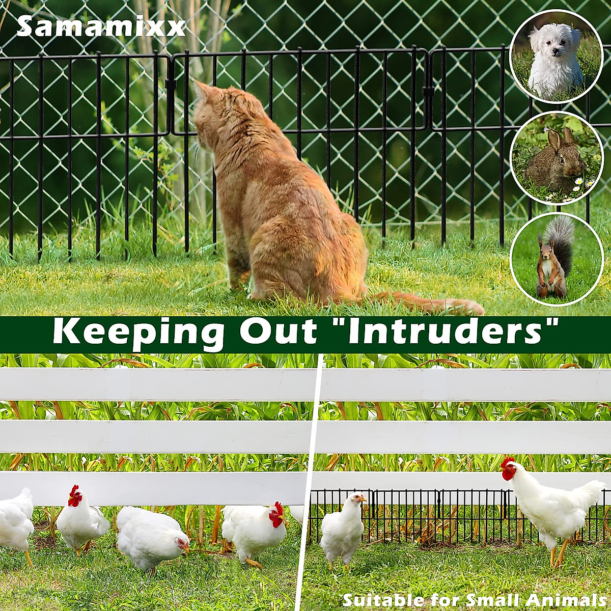 Samamixx Animal Barrier Fence, 10 Pack No Dig Small Fencing 10.83ft(L) × 12in(H) Garden Fence Border for Dog Rabbit Pet, Decorative Metal Fence Panels for Outdoor Yard Patio Landscape, T Shape