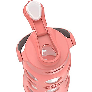 Lifefactory 22-Ounce Glass Water Bottle with Active Flip Cap and Protective Silicone Sleeve, Cantaloupe