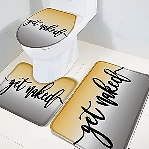 Fashion 3 Piece Bath Rugs Set Get-Naked Ombre Summer Yellow Abstract Oil Paint Art Non Slip Ultra Soft Bathroom Accessories Mats, U Shape Mat and Toilet Lid Cover Mat Bath Mats