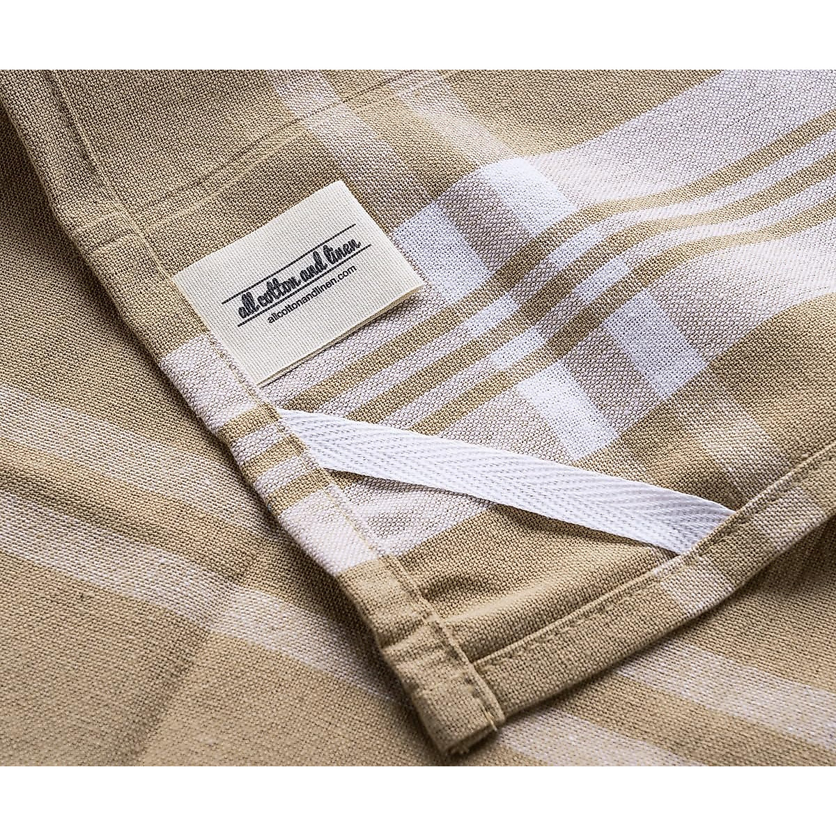 Cotton Linen Kitchen Towels - 6 Pack - 18" x 28" - Cotton Dish Reusable Cleaning Cloths, Teal/White, Absorbent Dish Towels, Machine Washable Hand Towels, Striped Bar Towels, Farmhouse Dish Towels