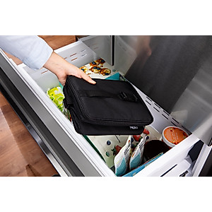 PackIt Freezable Essential Cooler, Black, Built with ECOFREEZE Technology, Fully Freezable, Collapsible, Reusable, With Removable Crossbody Strap, Top Clip Handle, Designed for Fresh Office