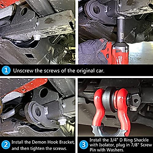 Gledewen Front Tow Hooks Mounting Bracket, with 3/4" D Ring Shackle (2 Pack), with 7/8" Screw Pin and Shackle Isolator & Washers Kit, Compatible with 2009-2021 Toyota Tacoma