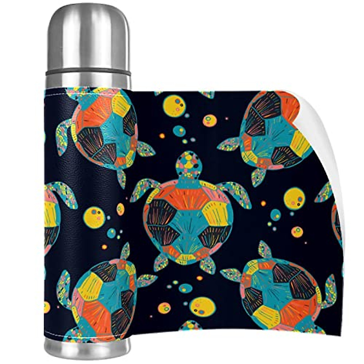 Colorful Aesthetic Sea Turtles Vacuum Insulated Water Bottle Stainless Steel Thermos Flask Travel Mug Coffee Cup Double Walled 17 OZ