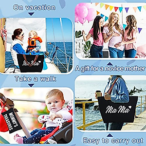 Sadnyy 2 Pcs Mama Bag for Hospital Canvas Tote Bag with Pouch Mom Diaper Bag for Labor and Delivery (Black)