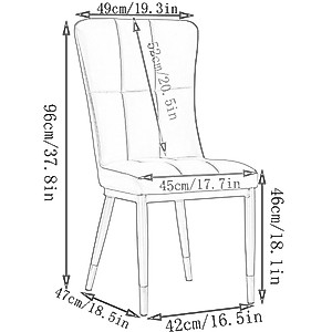 RILOOP Modern Design Dining Chair Waterproof Leather Kitchen Counter Lounge Backrest Chair Metal Legs Living Room Chairs Living Room Chairs/Off White