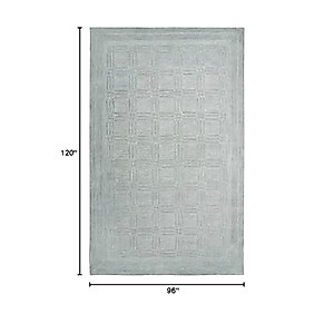 Rizzy Home | FA135B | Fifth Avenue Collection | Wool Area Rug | 8' x 10' | Grey/Gray/Rust/Blue Squares