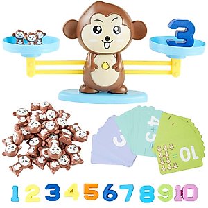 Dimple Monkey Balance Counting Educational Math Toy for Girls and Boys, STEM Toys for Ages 4 5 6 7 8 Year olds, Kindergarden Preschool Learning Numbers Toy, Kids Number Game