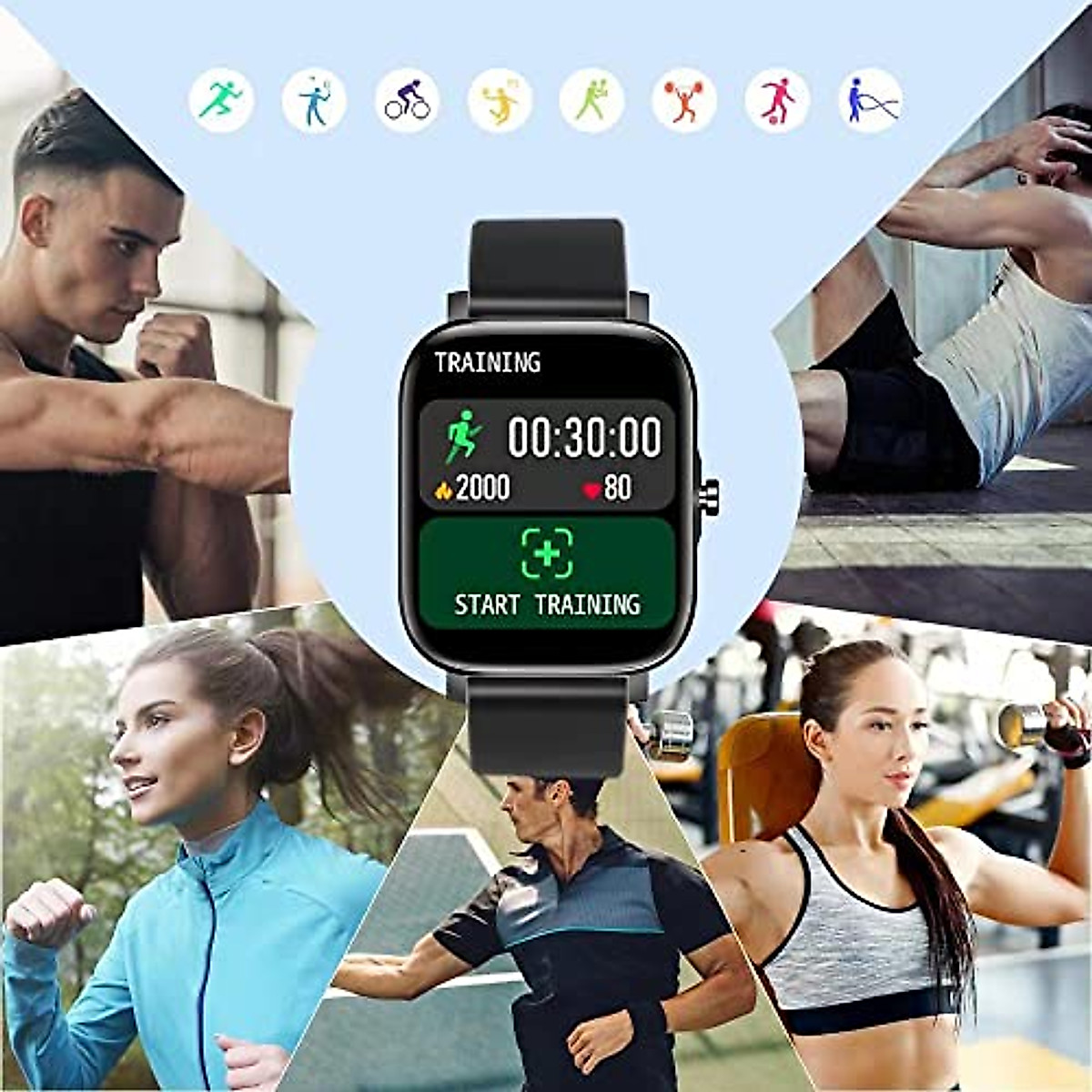 Smart Watch for Men Women 2022, 1.69" inch Fitness Tracker Watch Sport Smartwatch with Heart Rate and Sleep Monitor, IP68 Waterproof Calorie/Step Counter Activity Tracker/Smart Tracker for Android iOS